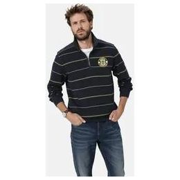 Sweatshirt Babista "Sweatshirt LUCCAVERTO", Herren, Gr. L, blau (dunkelblau gestreift), Obermaterial: 100% Baumwolle CO., normal, ohne Ausschnitt, Sweatshirts Sweatshirt, mit Troyerkragen