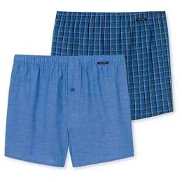 Webboxer Schiesser "Web-Boxershorts 2er Pack", Herren, Gr. 3XL, blau, Obermaterial: 100% Baumwolle CO., Unterhosen