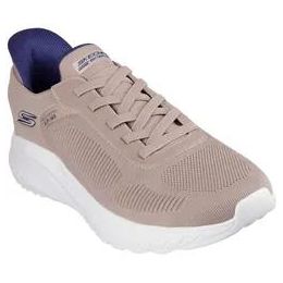 Slip-On Sneaker Skechers "BOBS SQUAD CHAOS-SOLID STEP", Herren, Gr. 43, grau (taupe), Textil, Schuhe, Schlupfschuh, Slipper, Sneaker zum Schlupfen, Topseller
