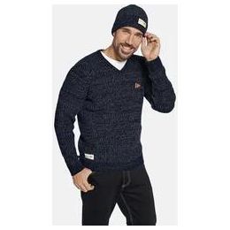 Rundhalspullover Jan Vanderstorm "Pullover mit M&uuml;tze RONAI", Herren, Gr. 5XL, rot (dunkelblau melange), Obermaterial: 84% Polyester COOLMAX PES(Coolmax). 16% Baumwolle CO., Pullover Rundhalspullover