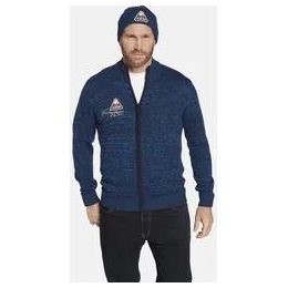 Strickjacke Jan Vanderstorm "Strickjacke mit M&uuml;tze APKE", Herren, Gr. XXL, blau (blau melange), Obermaterial: 50% Baumwolle CO. 50% Polyacryl PAN., Strickjacken Strickjacke