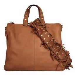 Umh&auml;ngetasche Samantha Look, Damen, Gr. B/H/T: 39cm x 34cm x 11cm onesize, braun (cognac), Leder, Taschen Umh&auml;ngetasche, echt Leder, Made in Italy
