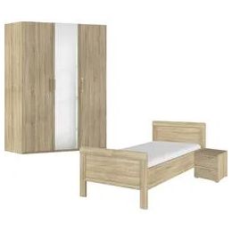 Schlafzimmer-Set Rauch "Komplettschlafzimmer Schlafzimmer EVELYN", braun (eiche sonoma), Bett 100x200cm + ohne Matratze, B/H: 100cm x 200cm, Bett 100x200cm, Holzwerkstoff, Schlafzimmerm&ouml;bel-Sets, Schrank und Bett in 2 Breiten, Nachttisch 2 Schubladen MADE IN GERMANY
