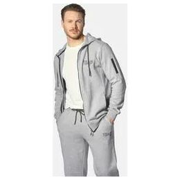 Kapuzensweatjacke Jan Vanderstorm "Sweatjacke ODGRIM", Herren, Gr. XXL, silber (silbergrau melange), Obermaterial: 60% Baumwolle CO. 40% Polyester COOLMAX PES(Coolmax)., Sweatjacken