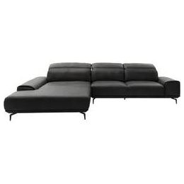 Wohnlandschaft Musterring "MR 2490 Ecksofa mit erstklassigem Sitzkomfort, Long-Life-Leder", schwarz (anthrazit, s), B:342cm T:207cm, Sofas, Wohnlandschaft, Fu&szlig; schwarz, Sitzh&ouml;he 48cm, wahlweise mit Funktionen, Ma&szlig;e 342x207 cm