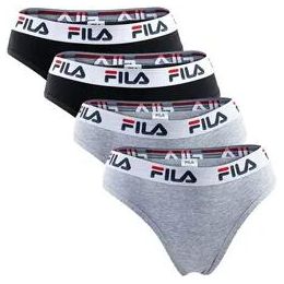 Slip Fila "Slip 4er Pack", Damen, Gr. S, schwarz (schwarz, grau), Obermaterial: 95% Baumwolle CO. 5% Elasthan EL., Unterhosen Slip
