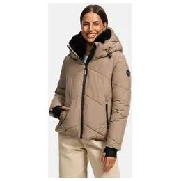 Winterjacke Marikoo "Simaraa", Damen, Gr. XL, grau (taupe grau), Obermaterial: 100% Polyester. Innenseite: 100% Polyester. Fellimitat: 100% Polyester, Jacken Winterjacke, mit abnehmbarem Kunstfellkragen