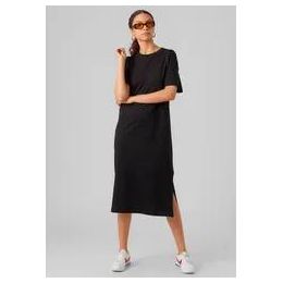 V&eacute;ro Moda Shirtkleid VERO MODA "VMMOLLY SS OVERSIZE CALF DRESS NOOS", Damen, Gr. XL, N-Gr, schwarz, Single Jersey, Obermaterial: 100% Baumwolle, unifarben, regular fit lang, Rundhals, Kleider Shirtkleid, Baumwolle, regular fit