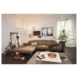 Wohnlandschaft Musterring "MR 2490 Ecksofa mit erstklassigem Sitzkomfort, Long-Life-Leder", beige (fango, s), B:342cm T:207cm, Sofas, Wohnlandschaft, Fu&szlig; Schwarz, Sitzh&ouml;he 46cm, wahlweise mit Funktionen, Ma&szlig;e 342x207 cm
