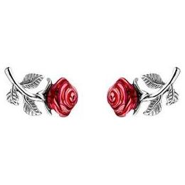 Paar Ohrstecker Thomas Sabo "Roses Romance, Rose", bunt (silberfarben, rot), Ohrringe, Damen, Silber 925 (recycelt)