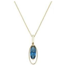Kette mit Anh&auml;nger Luigi Merano "Anh&auml;nger mit Blautopas, Gold 375", blau, Halsketten, Damen, 45cm, Gelbgold 375
