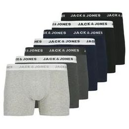 Jack & Jones Boxershorts JACK & JONES "Boxershort JACBASIC TRUNKS 7 PACK 7er Pack", Herren, Gr. L, bunt (schwarz, dunkelblau, grau), Obermaterial: 95% Baumwolle CO. 5% Elasthan EL., Unterhosen