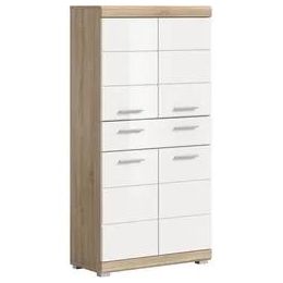 Midischrank Welltime "SIENA, Breite 74cm, 4 T&uuml;ren, 1 Schubkasten, 4 F&auml;cher, MDF-Front", wei&szlig; (eiche sonoma hell nb, wei&szlig; hochglanz mdf tz), B:74cm H:141cm T:31cm, FSC-zertifizierter Holzwerkstoff, Schr&auml;nke, Midischrank, in verschiedenen Farben erh&auml;ltlich, Badm&ouml;bel, Badschrank, Schrank, Bad