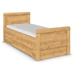 Stauraumbett Rauch "Bett Einzelbett Stollenbett Bettk&auml;sten EVELYN", braun (asteiche), B:99cm H:94cm L:210cm, Betten, Stauraumbett, in Komforth&ouml;he mit Holzkopfteil sowie Schubladen MADE IN GERMANY