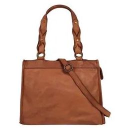 Shopper Samantha Look, Damen, Gr. B/H/T: 37cm x 27cm x 10cm onesize, braun (cognac), Leder, vintage, Taschen Shopper, echt Leder, Made in Italy