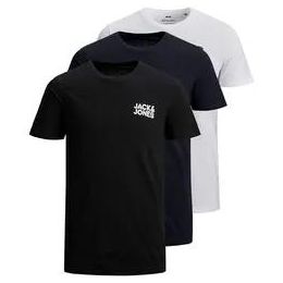 Jack & Jones T-Shirt JACK & JONES "T-Shirt JJECORP LOGO TEE O-NECK 3PK 3er Pack", Herren, Gr. XXL, bunt (wei&szlig;, marineblau, schwarz), Obermaterial: 100% Baumwolle CO., Shirts T-Shirt