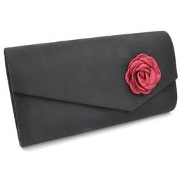 Abendtasche Steuer "Satin-Optik schwarz mit roter Bl&uuml;te", Damen, Gr. B/H/T: 140cm, schwarz, Taschen Abendtasche