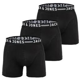 Jack & Jones Boxershorts JACK & JONES "Boxershort SENSE TRUNKS 3 PACK 3er Pack", Herren, Gr. XL, schwarz, Obermaterial: 95% Baumwolle CO. 5% Elasthan EL., Unterhosen