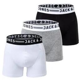 Jack & Jones Boxershorts JACK & JONES "Boxershort SENSE TRUNKS 3 PACK 3er Pack", Herren, Gr. XL, bunt (schwarz, grau, wei&szlig;), Obermaterial: 95% Baumwolle CO. 5% Elasthan EL., Unterhosen