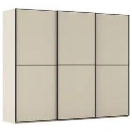 Schwebet&uuml;renschrank Rauch "Kleiderschrank Schrank Garderobe Schlafzimmerschrank SCALE-DUO", beige (champagner, griffleisten schwarz), B:271cm H:223cm T:68cm, Holzwerkstoff, Schr&auml;nke, Schwebet&uuml;renschrank, edle zweigeteilte T&uuml;ren und 3 Zierleisten MADE IN GERMANY