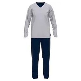 Schlafanzug Tom Tailor "Pyjama", Herren, Gr. S, grau (hellgrau, dunkelblau), Obermaterial: 100% Baumwolle CO., Homewear-Sets Schlafanzug