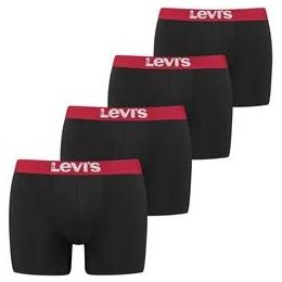 Levi's Boxershorts LEVI'S "Boxershort SOLID BASIC BOXER BRIEF ORG CO 4P ECOM 4er Pack", Herren, Gr. L, schwarz (schwarz, rot), Obermaterial: 95% Baumwolle CO. 5% Elasthan EL., Unterhosen