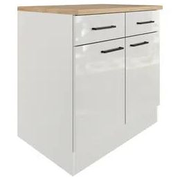 Unterschrank Flex-Well "Lund", grau (lichtgrau, rauchgrau), B:80cm H:85cm T:60cm, Holzwerkstoff, Schr&auml;nke, Unterschrank, in zwei Breiten, mit viel Stauraum