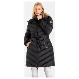 Cipo & Baxx Winterjacke CIPO & BAXX "Jacken", Damen, Gr. XL, schwarz, Stoff, 100% Polyester, unifarben, regular fit normal, Jacken Winterjacke, mit abnehmbarer Kapuze, WM135