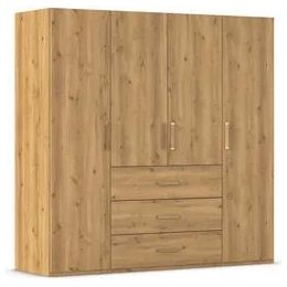 Dreht&uuml;renschrank Rauch "Kleiderschrank Schrank Garderobe Schlafzimmerschrank EVELYN", braun (asteiche), B:201cm H:197cm T:60cm, Holzwerkstoff, Schr&auml;nke, Dreht&uuml;renschrank, in elegantem Stil mit Schubladen 3 Breiten und 2 H&ouml;hen MADE IN GERMANY