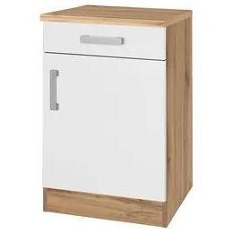Unterschrank KOCHSTATION "KS-Toronto, Breite 50 cm", wei&szlig; (wei&szlig;, wotaneiche), B:50cm H:85cm T:60cm, Holzwerkstoff, Schr&auml;nke, Unterschrank