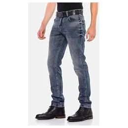 Cipo & Baxx Slim-fit-Jeans CIPO & BAXX "Jeans", Herren, Gr. 34, L&auml;nge 34, blau, 98% Baumwolle 2% Elasthan, unifarben, slim fit lang, Jeans Slim-fit-Jeans, mit Allover-Gitter-Musterung, CD543