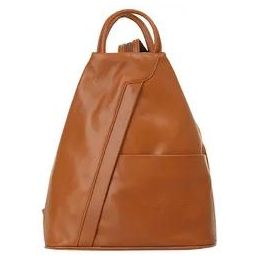 Cityrucksack Samantha Look, Damen, Gr. B/H/T: 30cm x 24cm x 13cm, onesize, braun (cognac), Leder, Rindsleder, Rucks&auml;cke Cityrucksack, echt Leder, Made in Italy