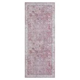 Teppich NORTHRUGS "Vivana" Gr. 12, lila (himbeere), B:80cm H:5mm L:200cm, Polyester, Teppiche, Teppich, Orientalisch, L&auml;ufer, Vintage, Wohnzimmer, Schlafzimmer, Esszimmer