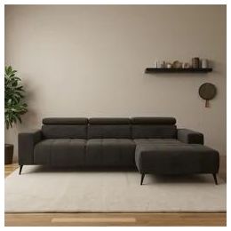 Ecksofa DOMO collection "Trento L-Form, mit Kufenfu&szlig; oder Einzelfu&szlig;", braun (espresso), B:287cm H:79cm T:175cm, 92% Polyester, 8% Nylon, Sofas, Ecksofa, wahlweise mit Kopfteilverstellung, Recamiere links/rechts bestellbar