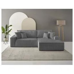 Ecksofa OTTO HOME "FINNLEY, L-Form 257 cm, Schlafsofa", grau (anthrazit), B:267cm H:85cm T:167cm, Bezugstoff 100% PES ;Gramatur 400g/qm +/- 5%, Sofas, Ecksofa, mit Bettkasten, in Boucl&eacute;, Struktur fein und Mega Cord