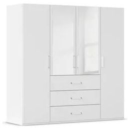 Dreht&uuml;renschrank Rauch "Kleiderschrank Schrank Garderobe Schlafzimmerschrank EVELYN", wei&szlig; (alpinwei&szlig;), B:201cm H:197cm T:61cm, Holzwerkstoff, Schr&auml;nke, Dreht&uuml;renschrank, in elegantem Stil mit Schubladen 3 Breiten und 2 H&ouml;hen MADE IN GERMANY