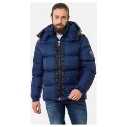 Cipo & Baxx Winterjacke CIPO & BAXX "Winterjacke", Herren, Gr. S, blau, Stoff, 100% Polyester, unifarben, regular fit normal, Jacken Winterjacke, mit modischen Schriftzug