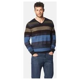 V-Ausschnitt-Pullover Babista "Pullover SOLEMARLI", Herren, Gr. M, blau (blau gestreift), Obermaterial: 70% Polyacryl PAN. 30% Wolle mw., gestreift, normal, V-Ausschnitt, Pullover