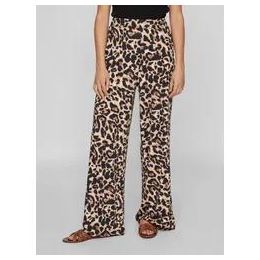 Schlupfhose Vila "VILEOA RW WIDE PANTS - NOOS", Damen, Gr. S (36), N-Gr, schwarz (schwarz aop:leo), Web, Obermaterial: 90% Polyester, 10% Elasthan, bedruckt, loose fit lang, Hosen Schlupfhose