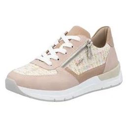 Keilsneaker Rieker, Damen, Gr. 40, wei&szlig; (ros&eacute;, sanftes wei&szlig;), Lederimitat, Textil, Schuhe Sneaker, Halbschuh, Freizeitschuh, Casual-Schn&uuml;rschuh im Materialmix