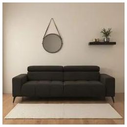 2-Sitzer DOMO collection "Trento, mit Kufenfu&szlig; oder Einzelfu&szlig;", braun (espresso), B:238cm H:79cm T:104cm, 92% Polyester, 8% Nylon, Sofas, wahlweise mit Kopfteilverstellung und in zwei Gr&ouml;&szlig;en erh&auml;ltlich