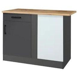 Eckunterschrank KOCHSTATION "KS-Toronto, Breite 110 cm", schwarz (anthrazit, grafitgrau), B:110cm H:85cm T:60cm, Holzwerkstoff, Schr&auml;nke, Eckunterschrank