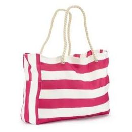 Shopper Vivance "Strandtasche", Damen, Gr. B/H/T: 52cm x 37cm x 18cm, pink (wei&szlig;, pink), Textil, gestreift, mehrfarbig, Taschen Shopper, Schultertasche, Sommertasche, Handtasche, Tragetasche VEGAN
