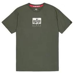 T-Shirt Alpha Industries "Satin Logo T-Shirt", Herren, Gr. L, gr&uuml;n (schwarz olive), Obermaterial: 100% Baumwolle, Shirts T-Shirt