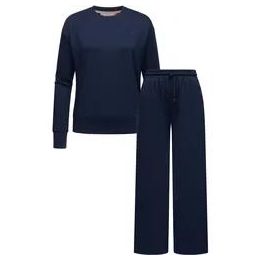 Sweater Ragwear "Set Delje", Damen, Gr. 4XL (48), blau (navy), Material: 67% Polyester, 28% Viskose, 5% Elasthan, Basic, weit 7/8-L&auml;nge, Rundhals, weit B&uuml;ndchen, Sweatshirts Sweater, Damen Set aus weiter Hose und Pullover