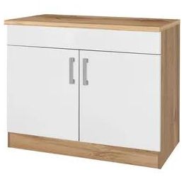Sp&uuml;lenschrank KOCHSTATION "KS-Toronto, Breite 100 cm", wei&szlig; (wei&szlig;, wotaneiche), B:100cm H:85cm T:60cm, Holzwerkstoff, Schr&auml;nke, Sp&uuml;lenschrank