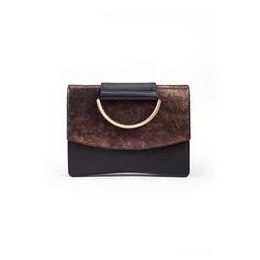 Schultertasche Gretchen "Oyster Clutch Three", Damen, Gr. B/H/T: 5cm x 20cm x 25cm, schwarz (schwarz, gelb), Leder, mehrfarbig, Taschen Schultertasche, aus italienischem Kalbsleder