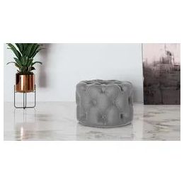 Hocker Home Affaire "FOLLINA", grau, B:60cm H:39cm T:60cm, 100% Polyester, Hocker, Hocker, Polsterhocker mit klassischer Chesterfield-Knopfheftung