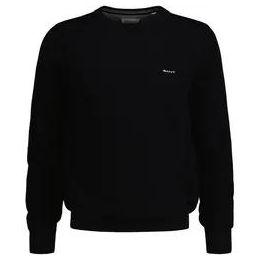 Sweater Gant "Strickpullover COTTON PIQUE C-NECK", Herren, Gr. M, schwarz, Obermaterial: 100% Baumwolle CO., Sweatshirts Sweater