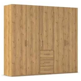 Dreht&uuml;renschrank Rauch "Kleiderschrank Schrank Garderobe Schlafzimmerschrank EVELYN", braun (asteiche), B:251cm H:223cm T:60cm, Holzwerkstoff, Schr&auml;nke, Dreht&uuml;renschrank, in elegantem Stil mit Schubladen 3 Breiten und 2 H&ouml;hen MADE IN GERMANY